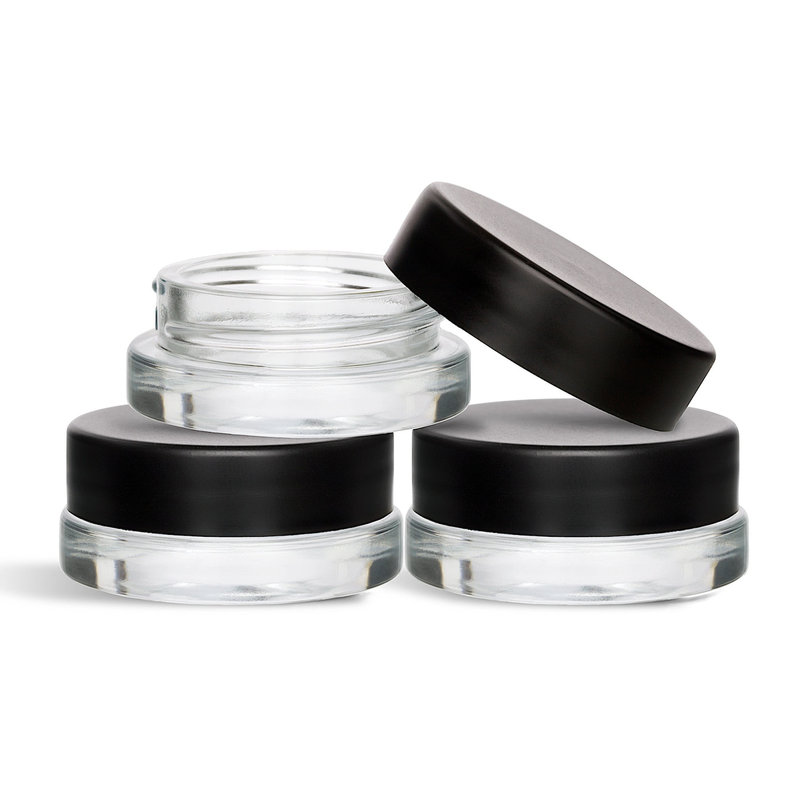 90 Pack - 7ml Low Profile Thick Glass Containers With Black Lids ...