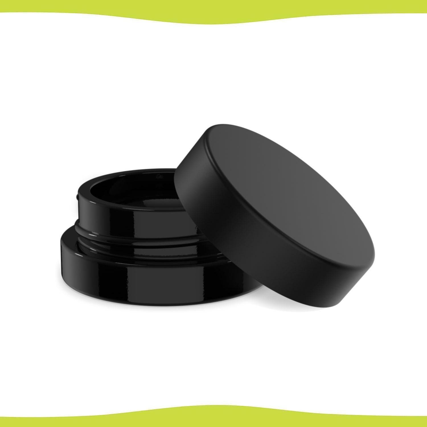 90 Pack 7ml Low Profile Thick Black Glass Containers With Black Lids ...