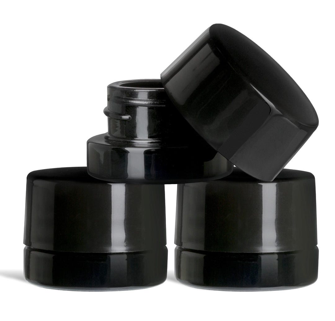 200 Pack - 5ml Thick Black Glass Containers With Black Child Resistant ...