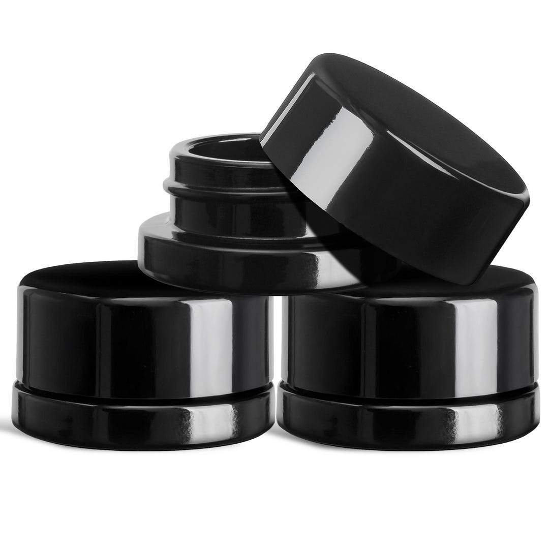 200 Pack - 9ml Thick Black Glass Containers With Black Child Resistant ...