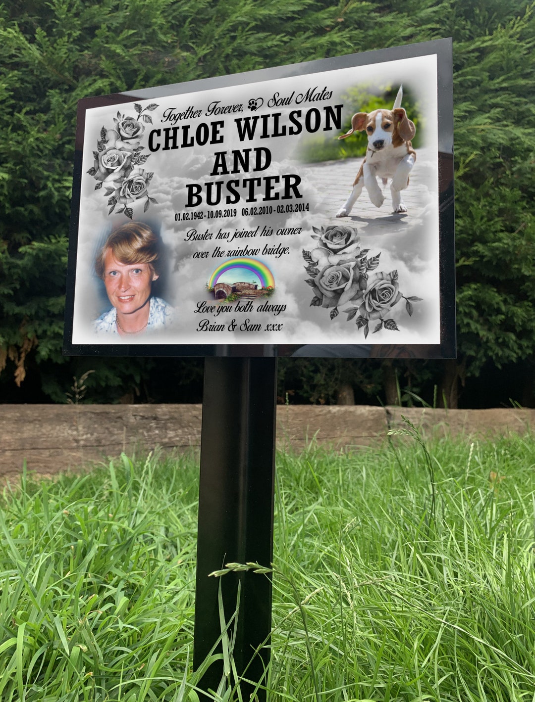 Large Cemetery Stake & Personalized Photo Plaque, Weatherproof Acrylic ...