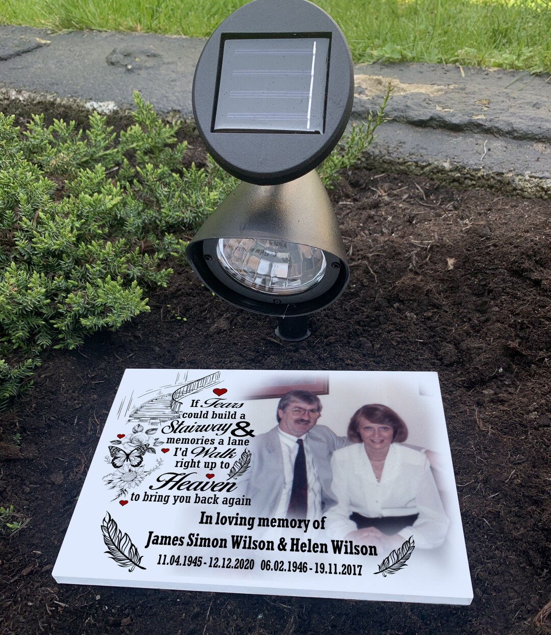 Personalised Grave Marker With a Solar Light, Cemetery or Garden ...