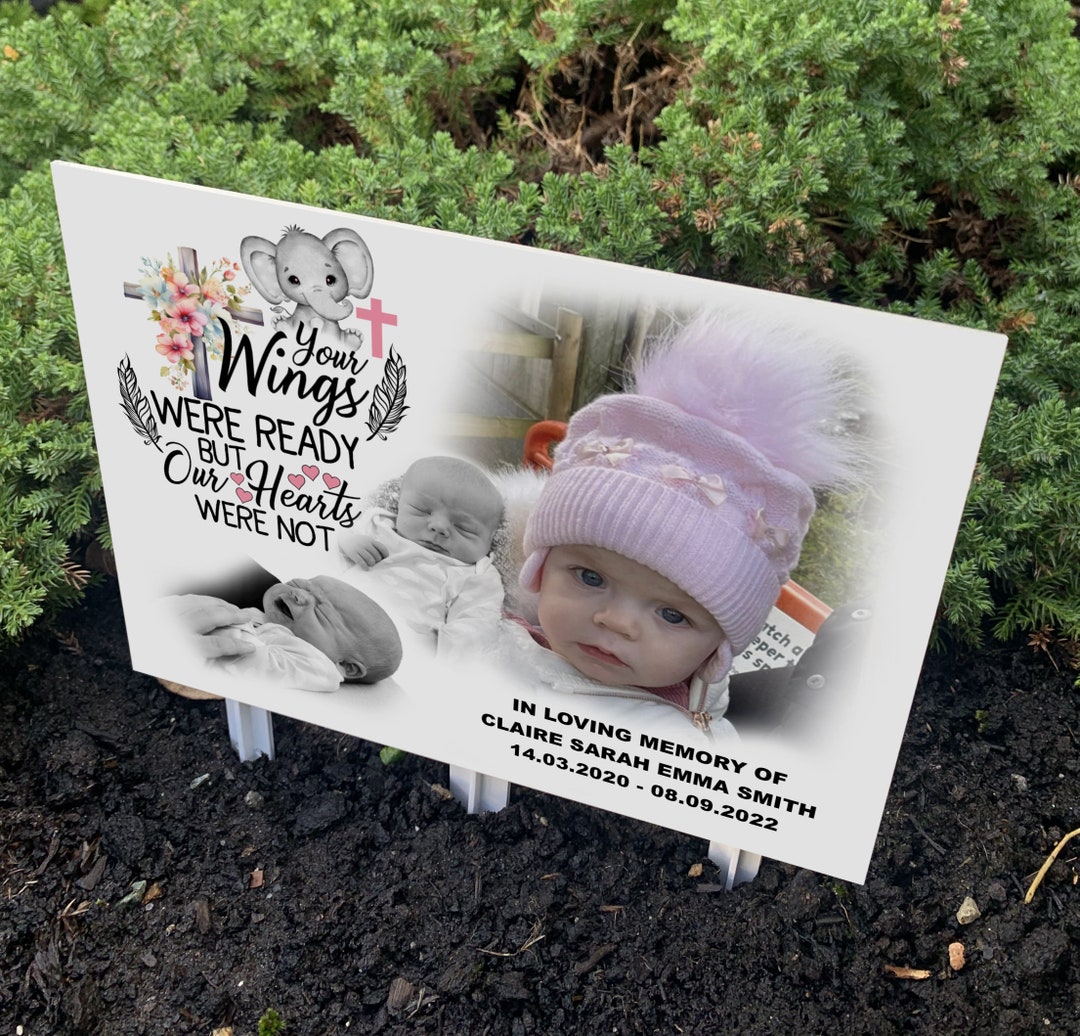 Outdoor Grave Marker, Child Memorial Plaque & Stake, Personalised ...