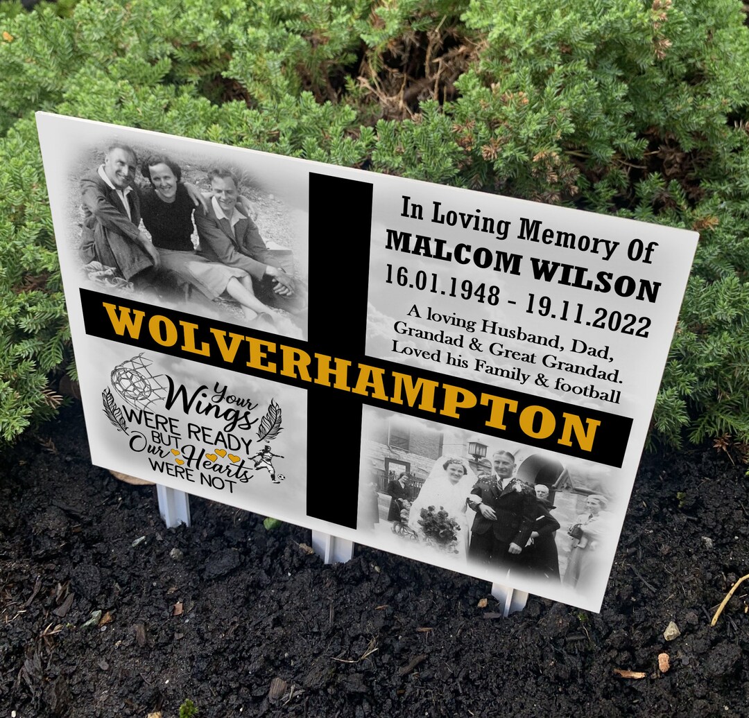 Football Design Grave Marker, Personalised Wolves Wolverhampton ...