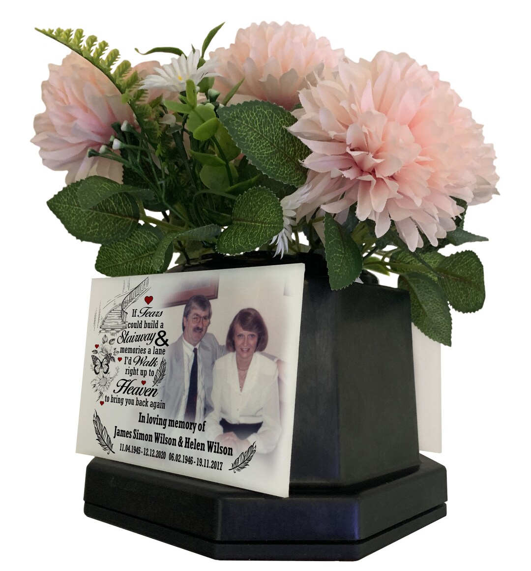Personalized Memorial Flower Pot Vase With Photo Plaque, Unique Grave ...
