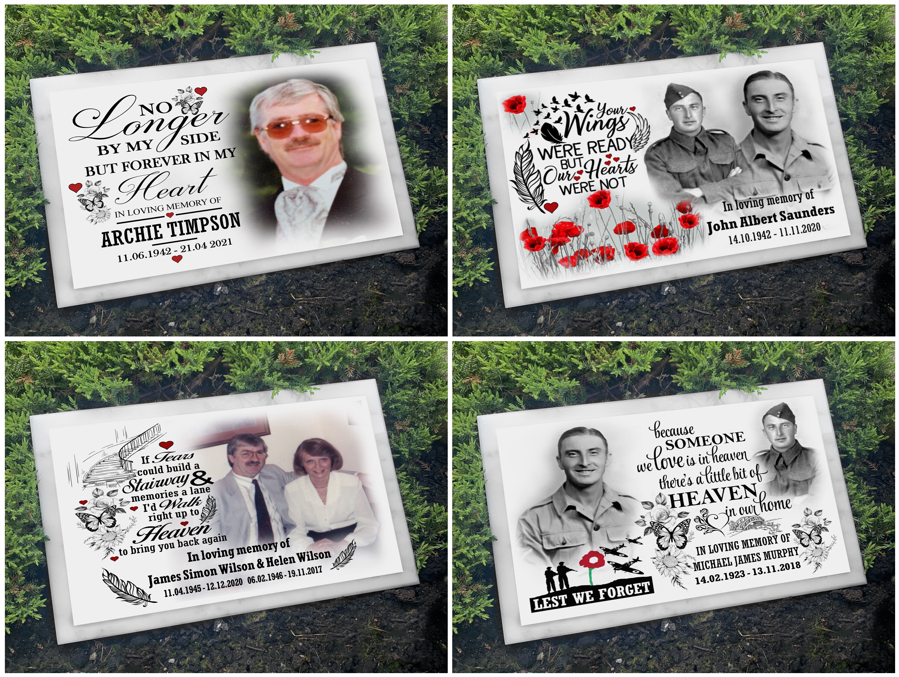 Solid Marble Grave Headstone, Personalised Grave Marker, Weatherproof ...