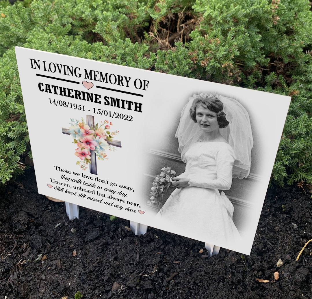 Personalised Cemetery Grave Marker, Memorial Plaque and Stake, in ...