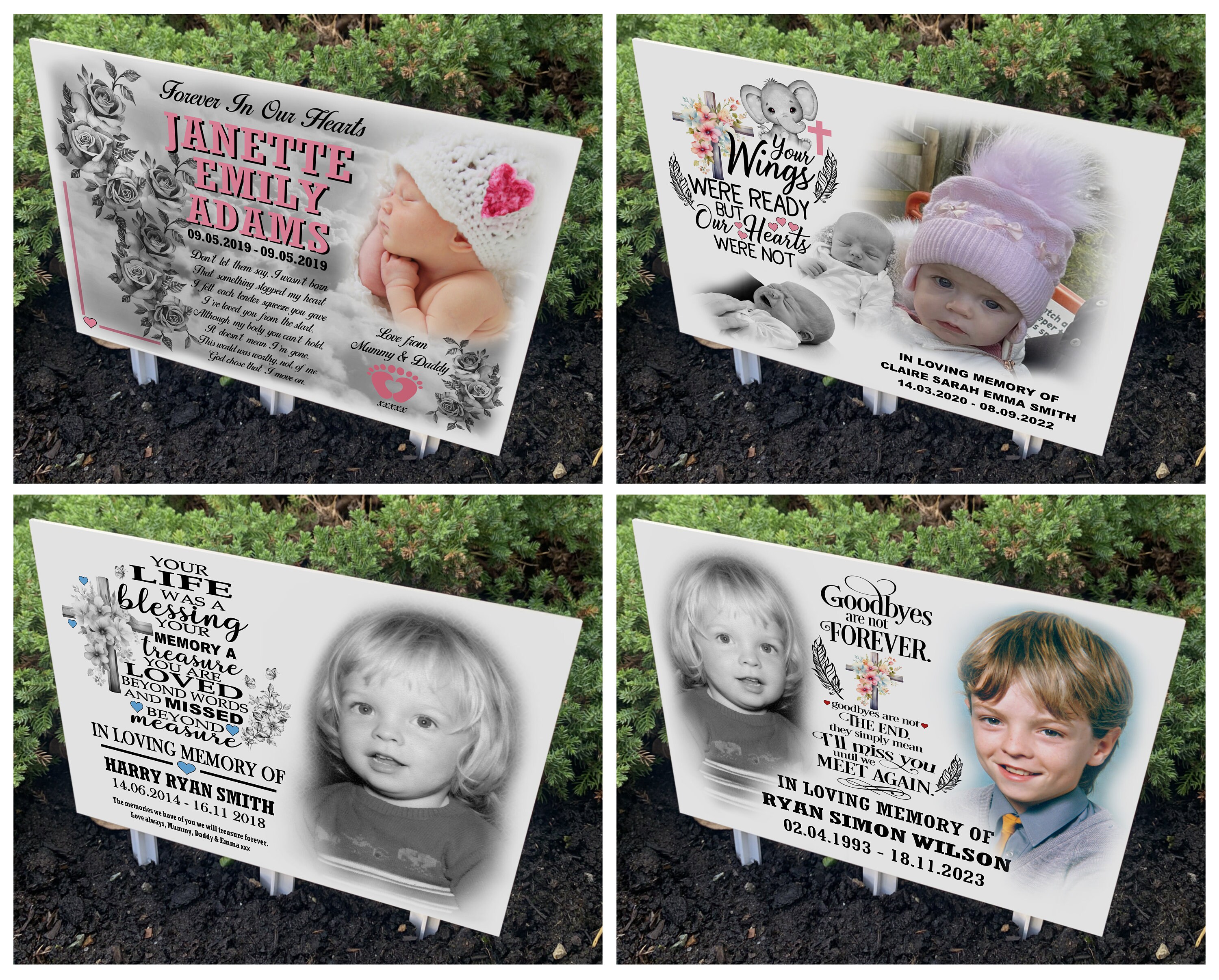 Personalized Graveside Memorial Plaque and Ground Stake, Cemetery Grave ...