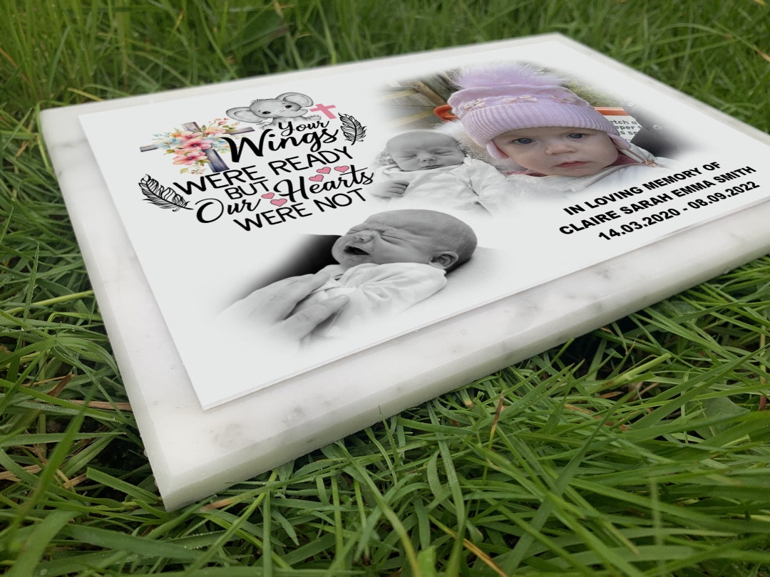 Solid Marble Grave Headstone, Personalised Grave Marker, Weatherproof ...