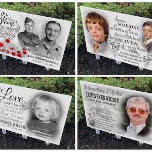 Personalized Graveside Memorial Plaque and Ground Stake, Cemetery Grave ...