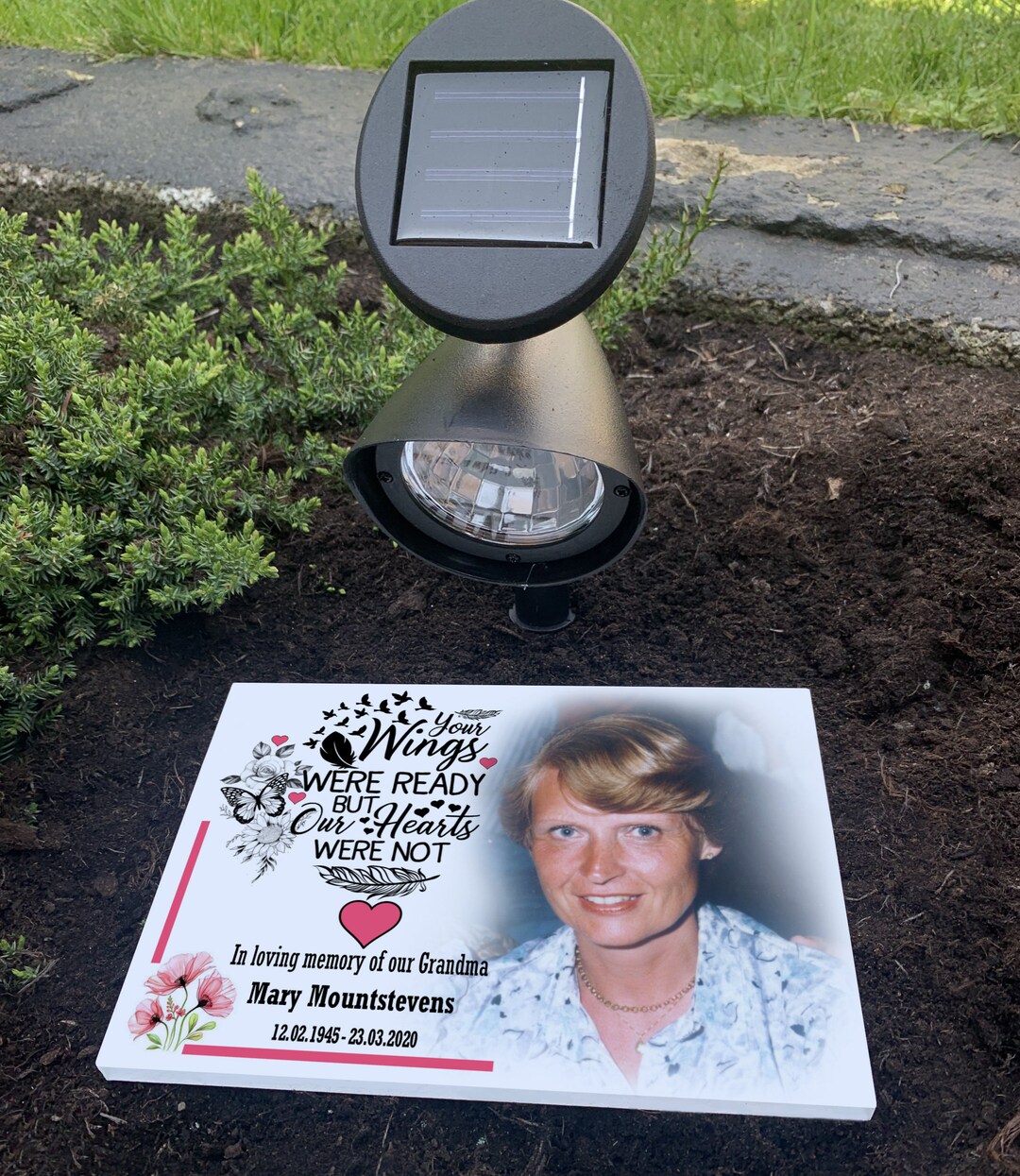 Personalised Grave Plaque, Cemetery Grave Marker, Solar Light, in ...