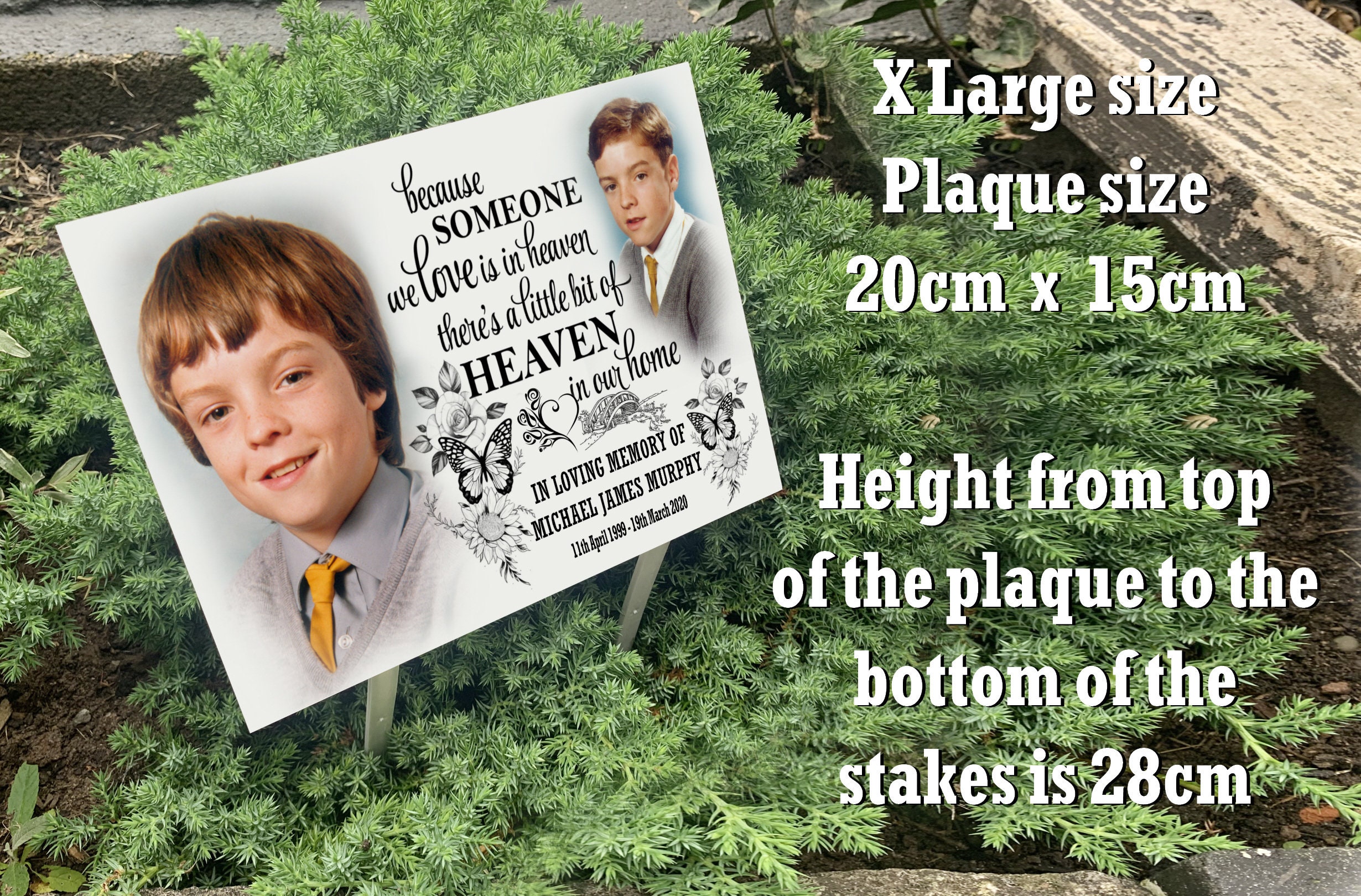 Funeral Grave Marker, Remembrance Photo Plaque With Ground Stake ...