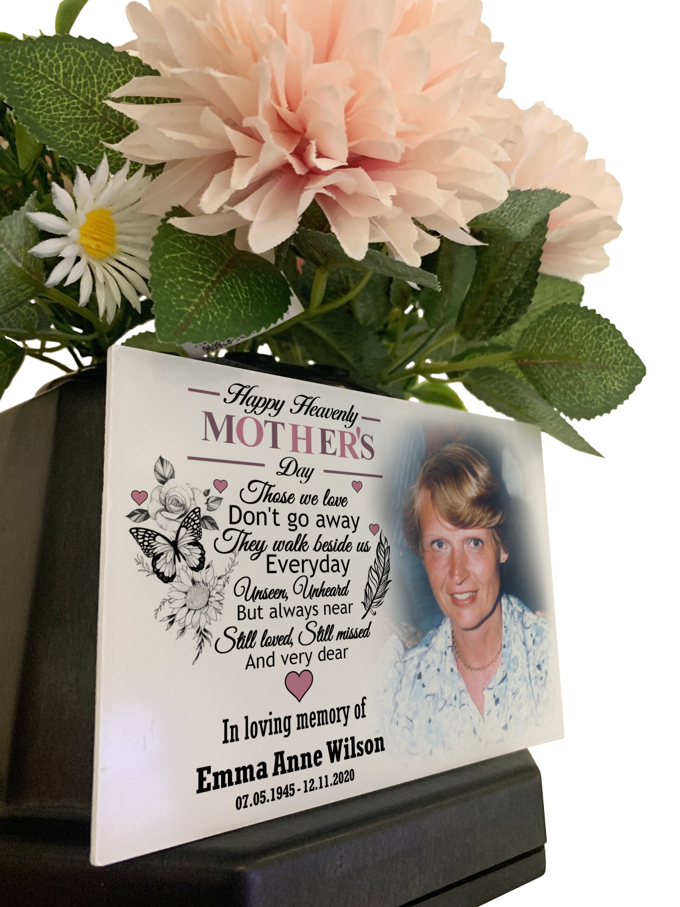 Personalized Memorial Flower Pot Vase With Photo Plaque, Garden or ...