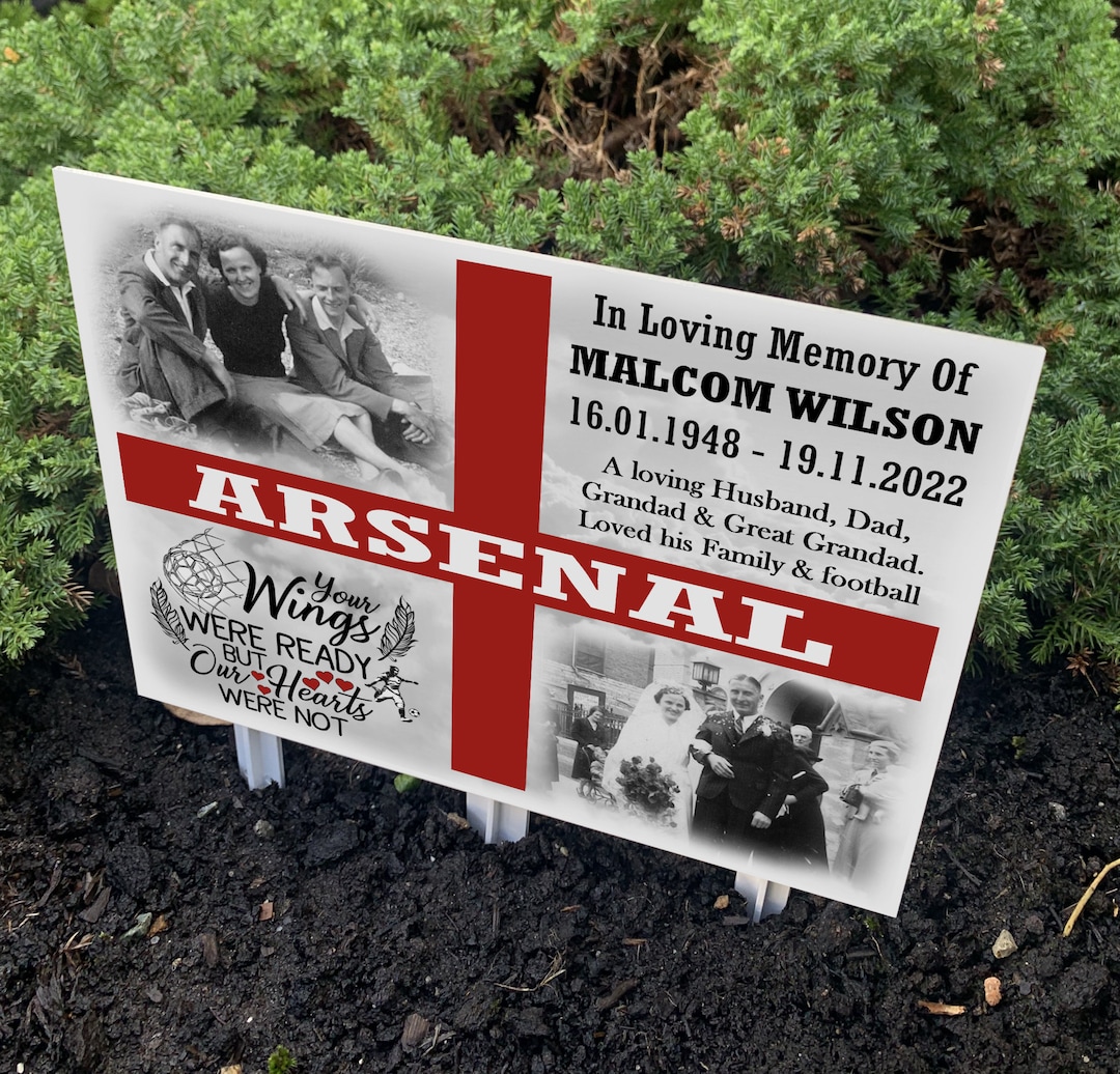 Football Design Grave Marker, Arsenal Cemetery Memorial, Acrylic Grave ...