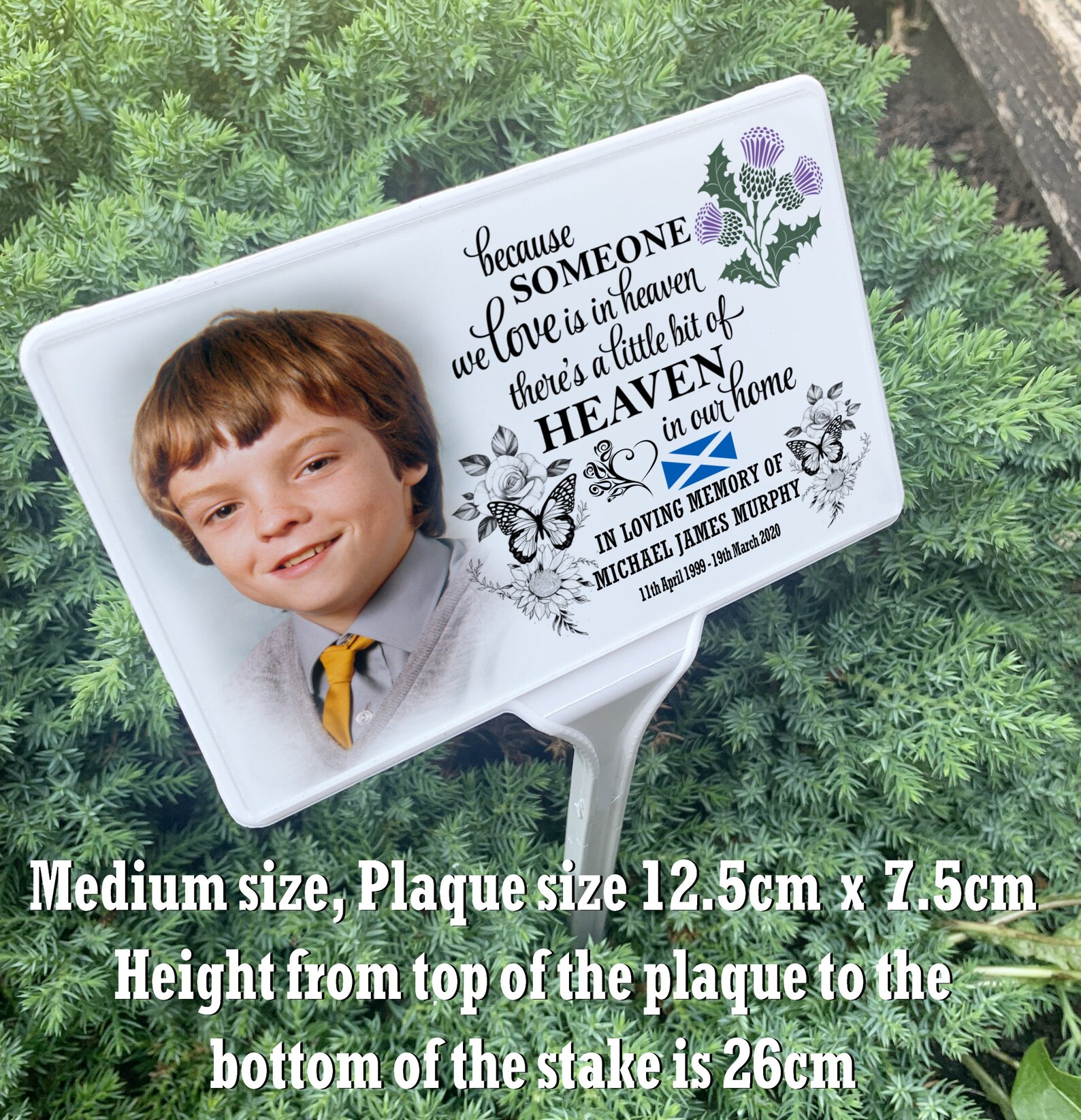 Personalized Memorial Grave Marker, Tree Stake With Photo Plaque ...
