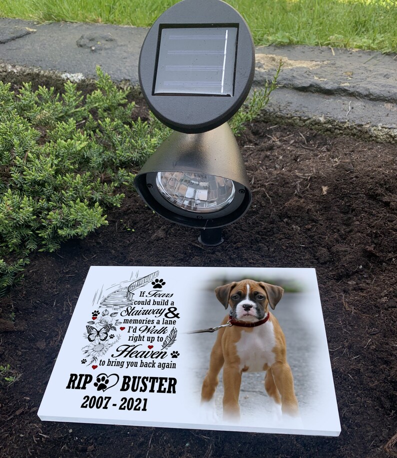 Personalised Grave Marker, Cemetery Headstone With a Solar Light ...
