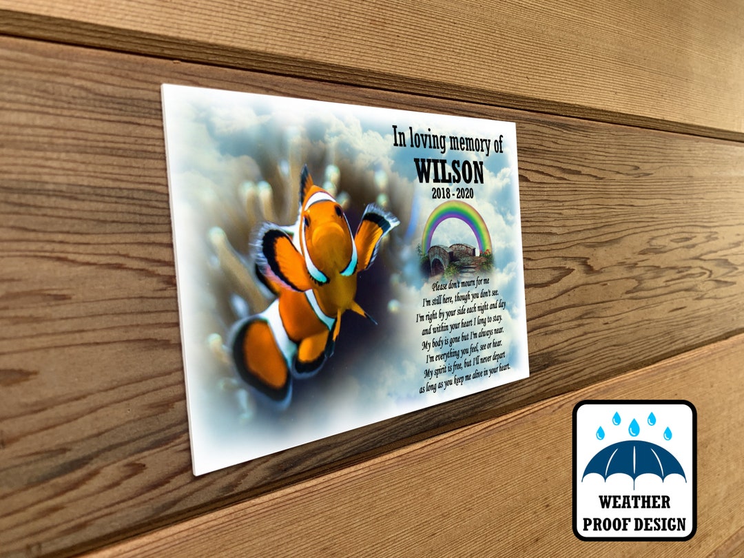 Personalised Pet Fish Grave Marker, Bench Plaque, Wall Plaque, Memorial ...