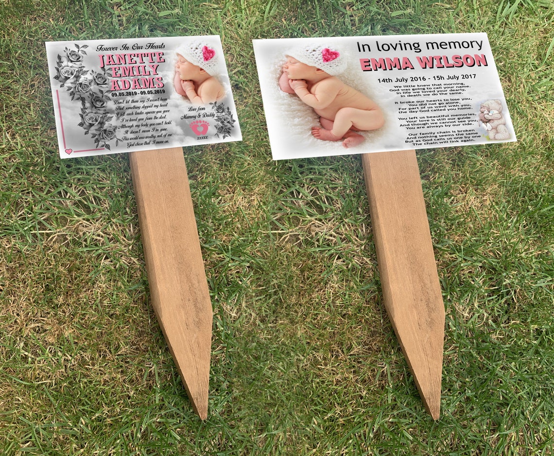 Grave Marker Wooden Tree Stake With Personalised Memorial | Etsy