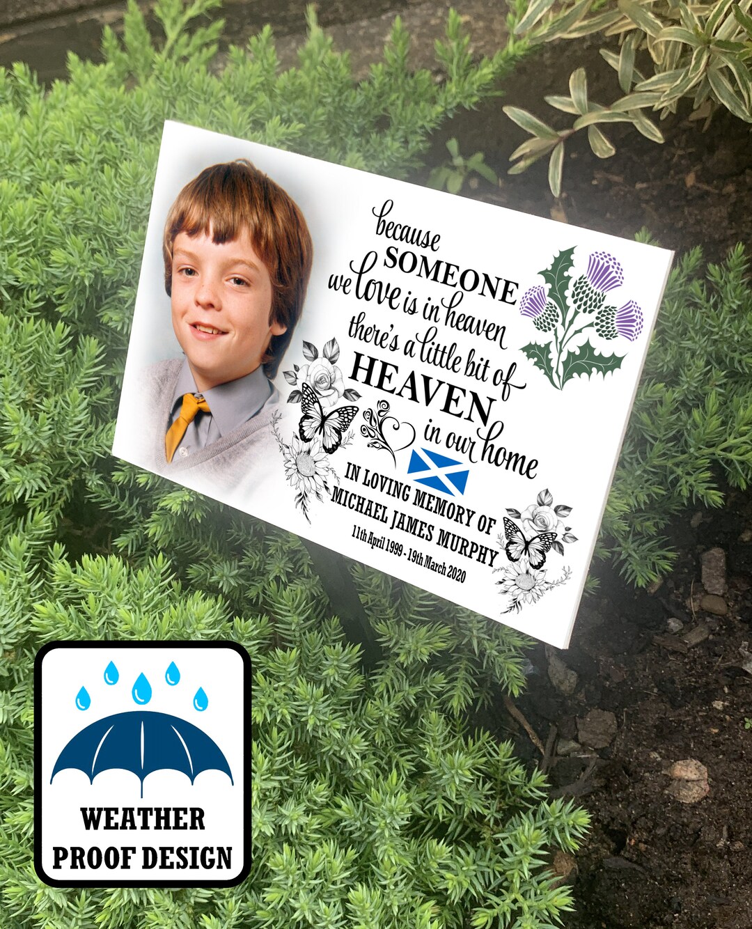 Large Graveside Memorial Plaque With Stake, Grave Marker Tree Stake ...