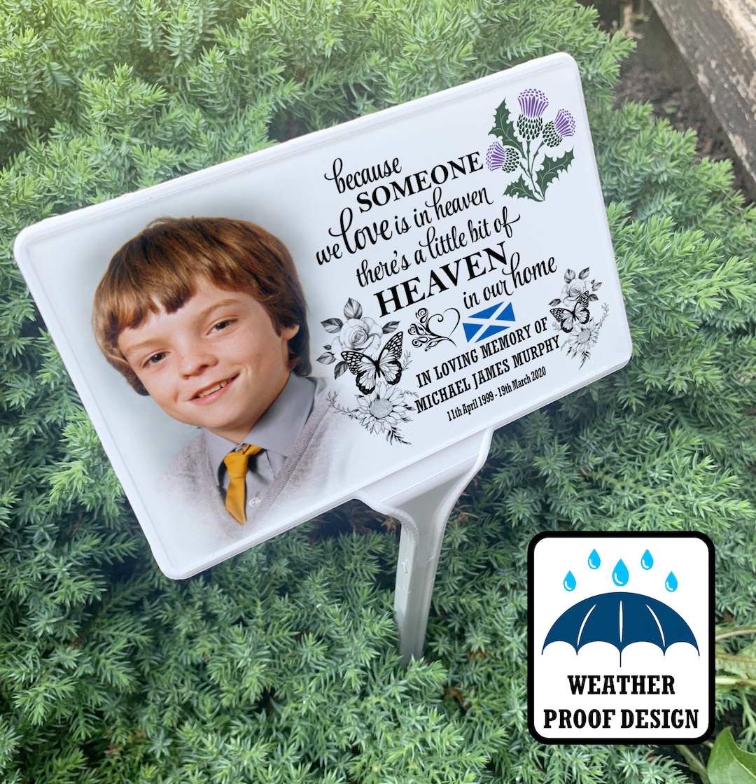 Personalized Memorial Grave Marker, Tree Stake With Photo Plaque ...