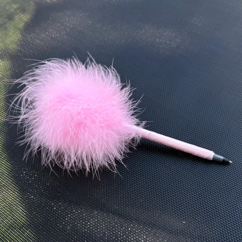 Pink Marabou Feather Pen - Hand Ribbon Wrapped - Clueless 90s Accessory ...