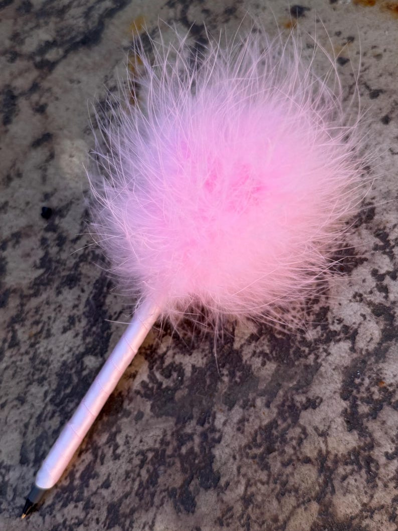 Pink Marabou Feather Pen - Hand Ribbon Wrapped - Clueless 90s Accessory ...