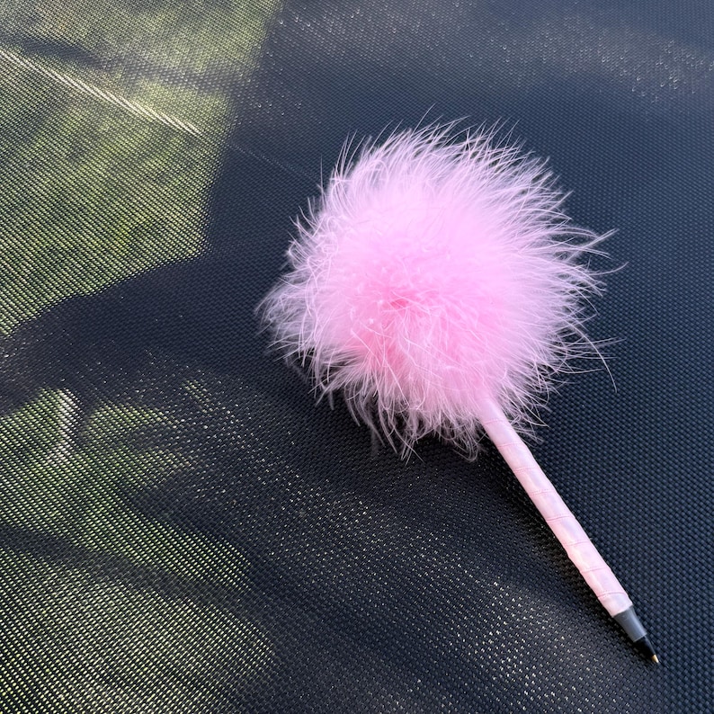 Pink Marabou Feather Pen - Hand Ribbon Wrapped - Clueless 90s Accessory ...