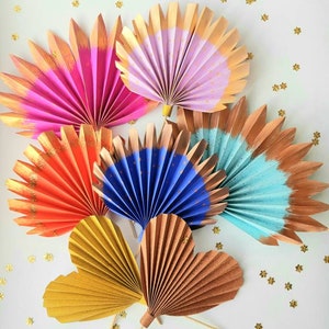 Large Sun Palm Paper Fan Cake Topper Duos - Etsy