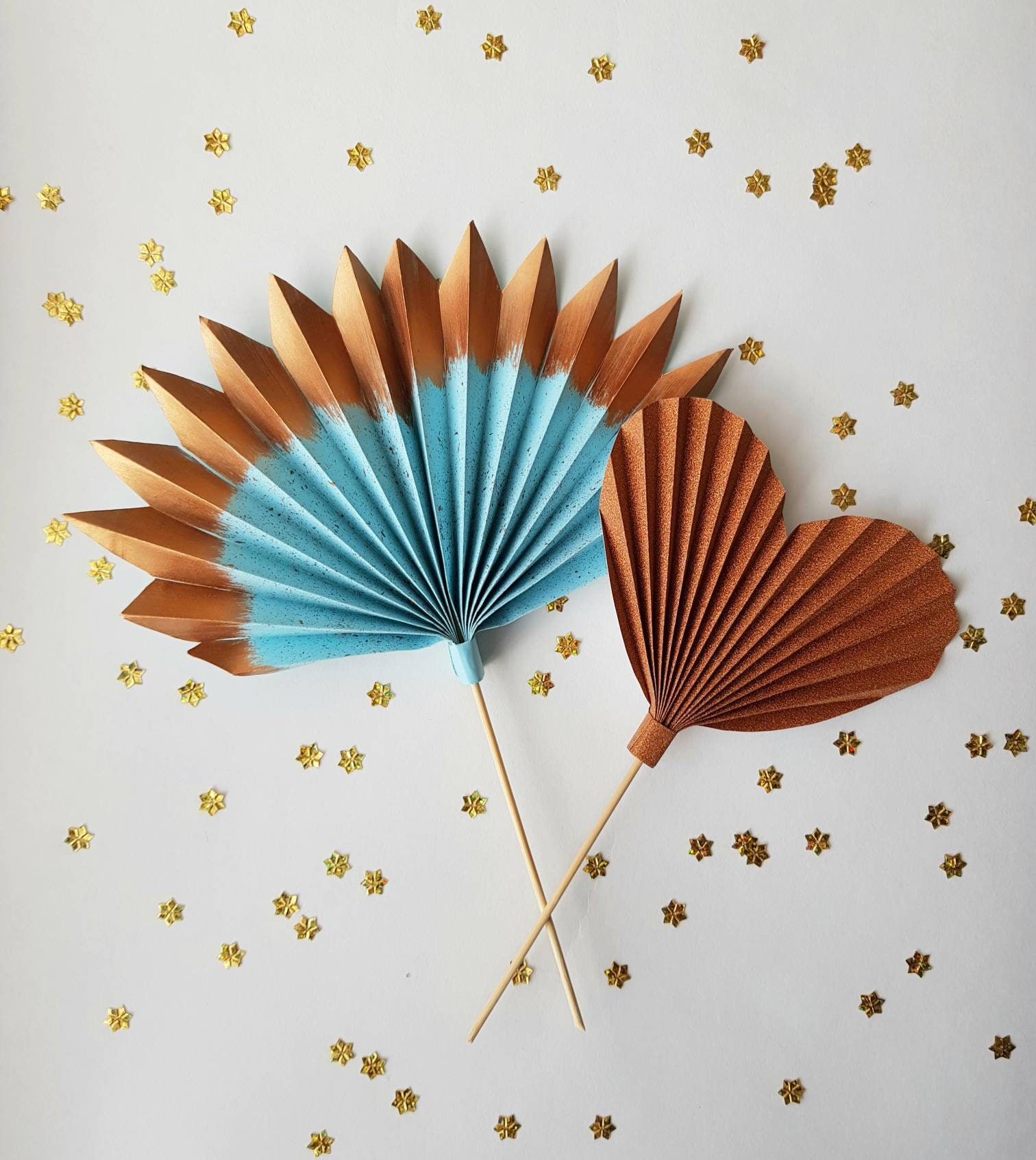 Large Sun Palm Paper Fan Cake Topper Duos - Etsy