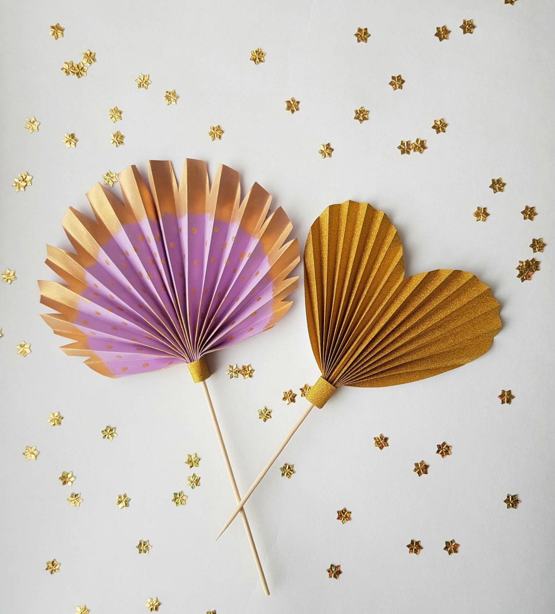 Flat Palm Paper Fan Cake Topper Duos/decoration - Etsy