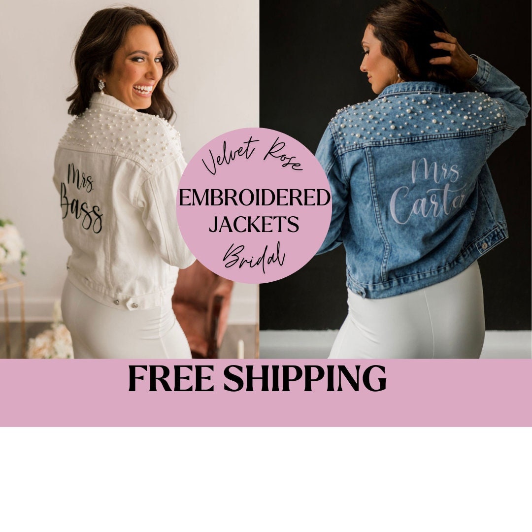 Embroidered Bride Jean Jacket, Bride Jean Jacket, Custom Denim Jacket ...