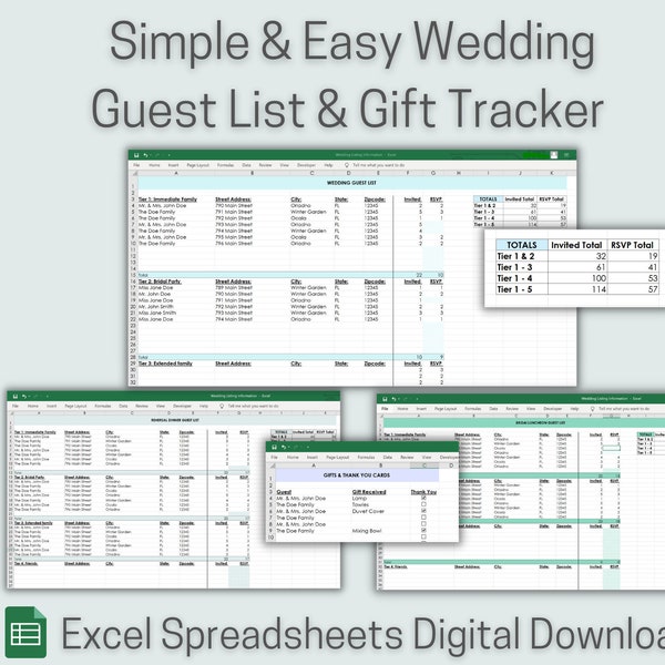 Wedding Guest List and Gift Tracker - 60+ Gift Ideas for 2024