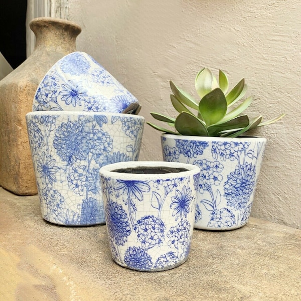 Blue Flower Pot - Etsy
