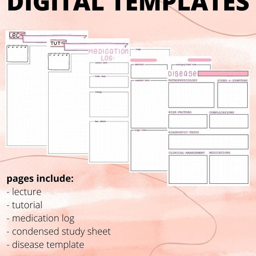 Digital Nursing Study Templates - Etsy
