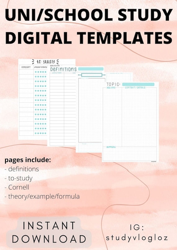 Digital Generic Study Templates - Etsy