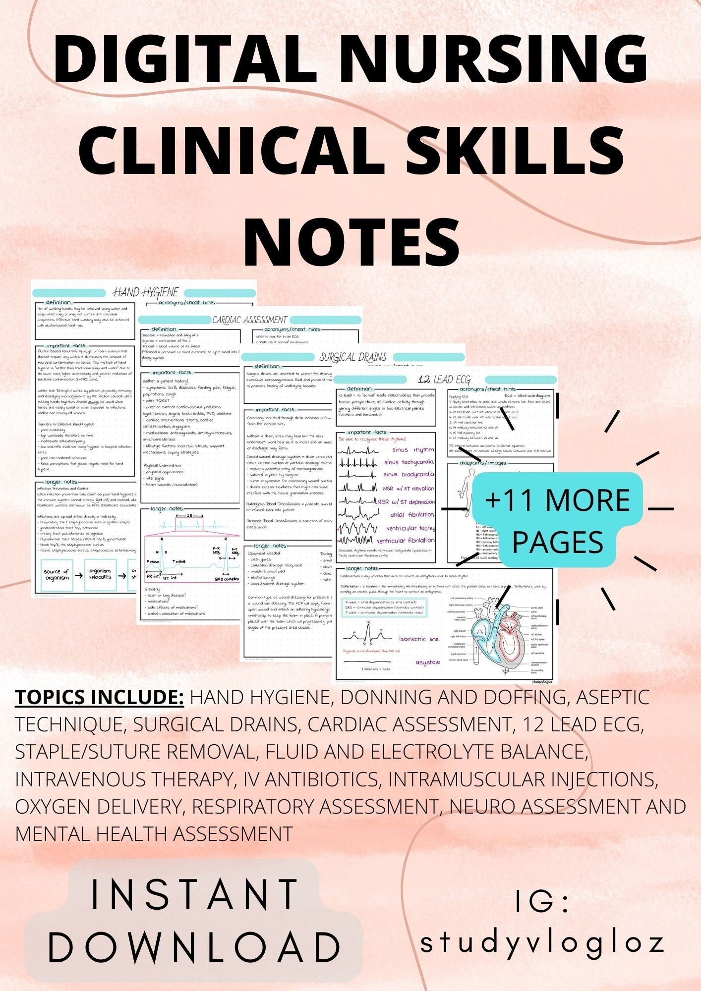 Comprehensive Clinical Skills Nursing Notes - Etsy