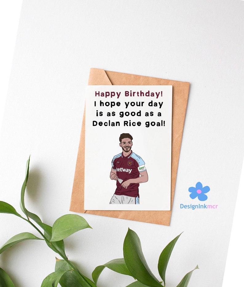 Declan Rice Happy Birthday Card Football Greeting Card - Etsy UK