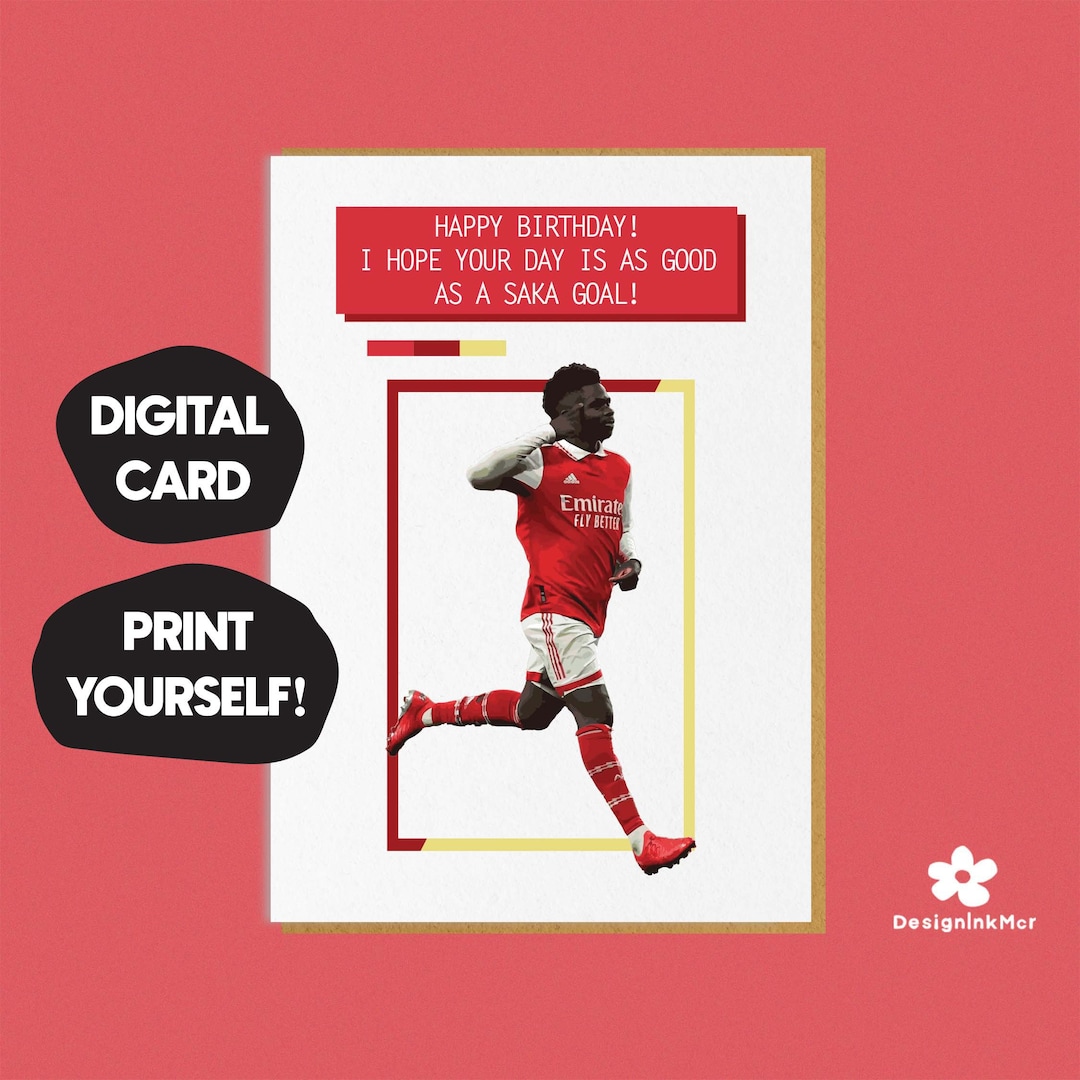 Imprimible Bukayo Saka Feliz cumpleaños Tarjeta / Tarjeta de - Etsy España