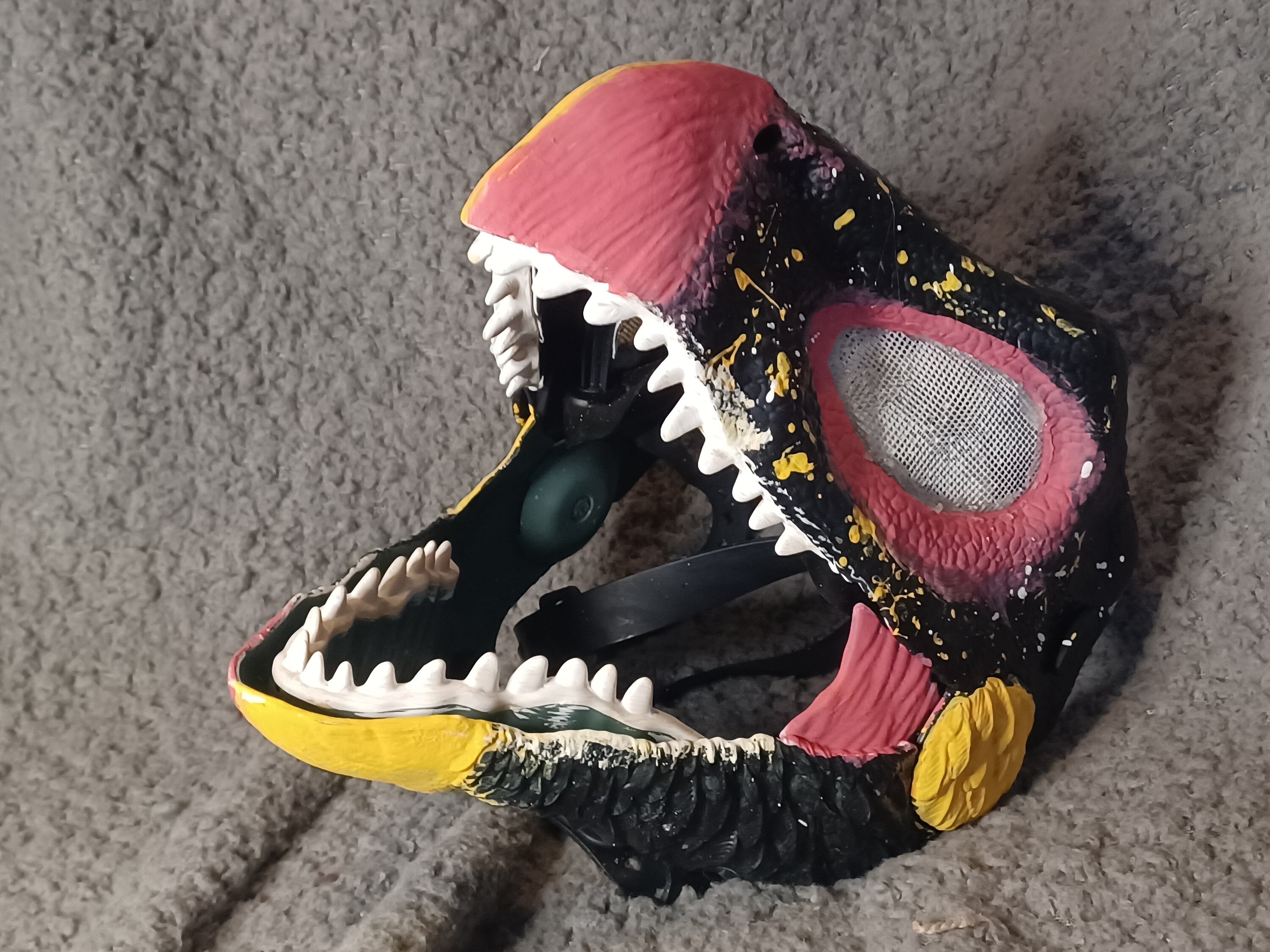 Pink and Yellow Dino Mask - Etsy