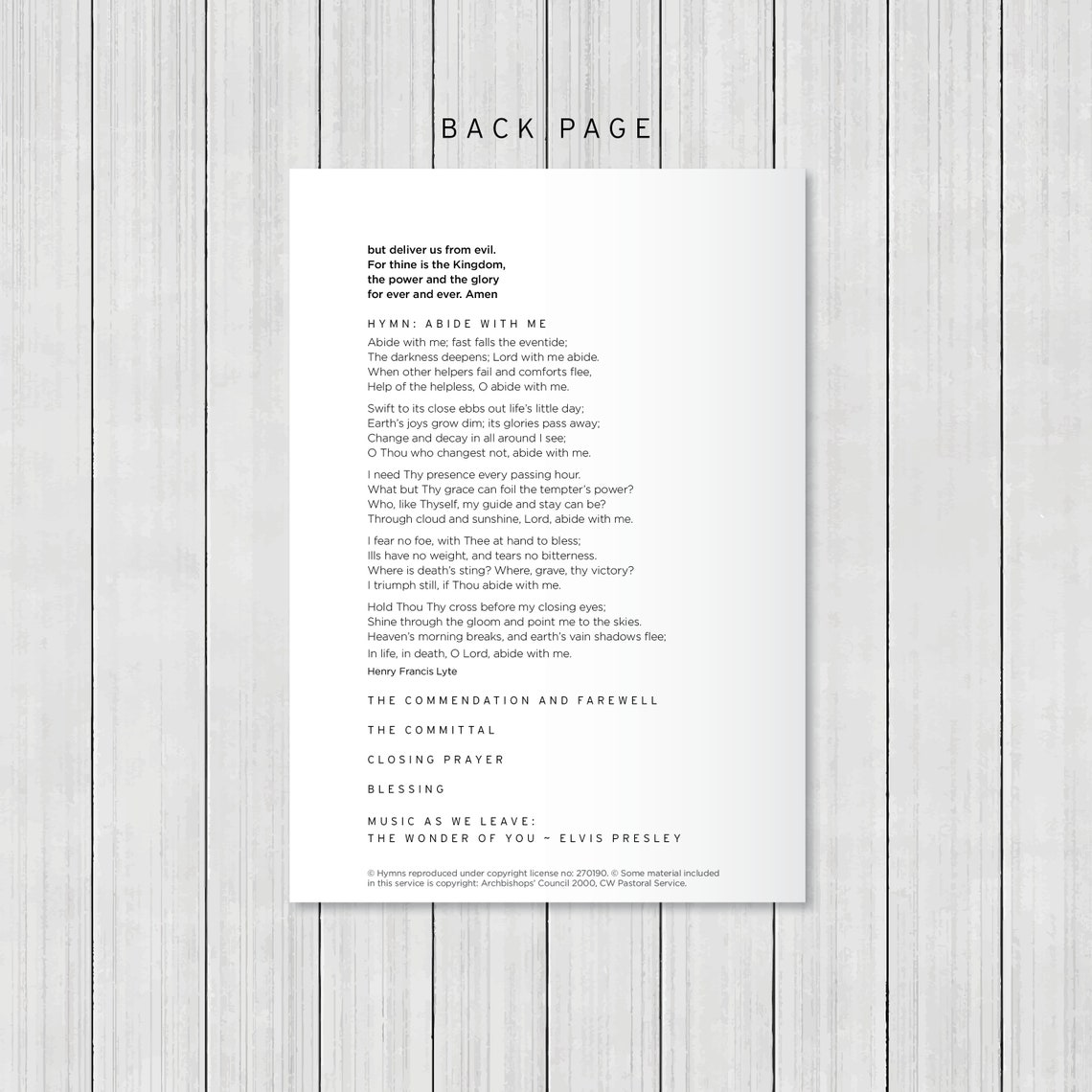 Funeral Program / Order of Service/ Remembrance Service / Celebration ...