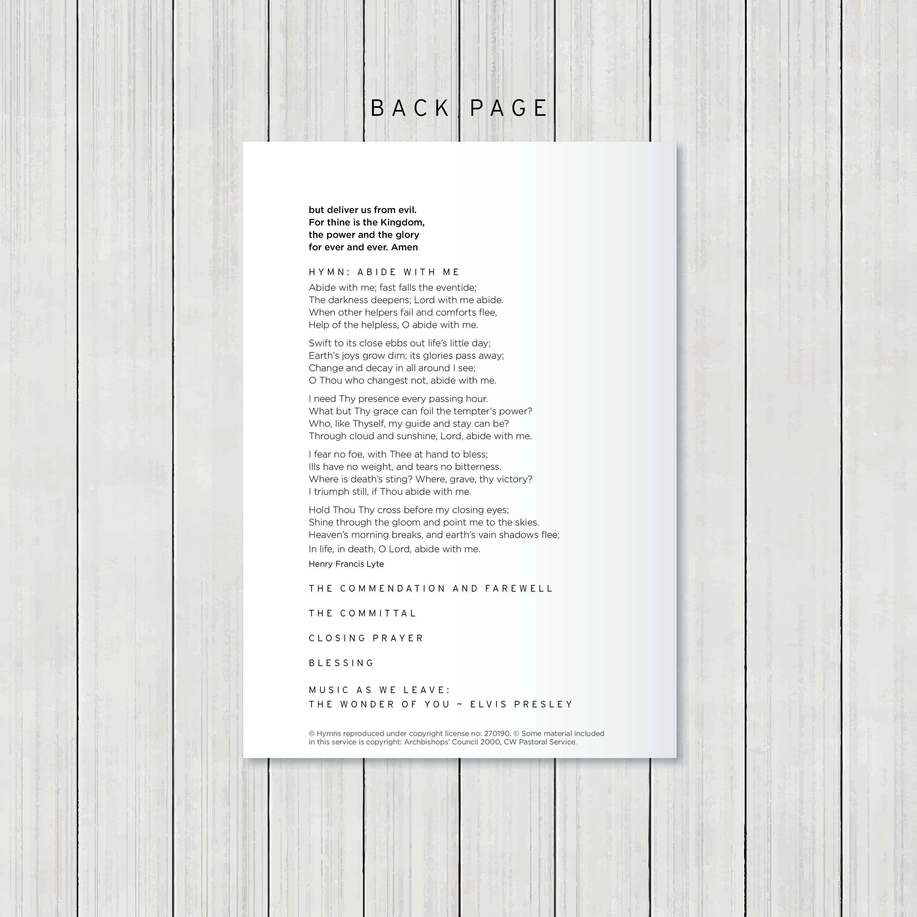 Funeral Program / Order of Service/ Remembrance Service / Celebration ...