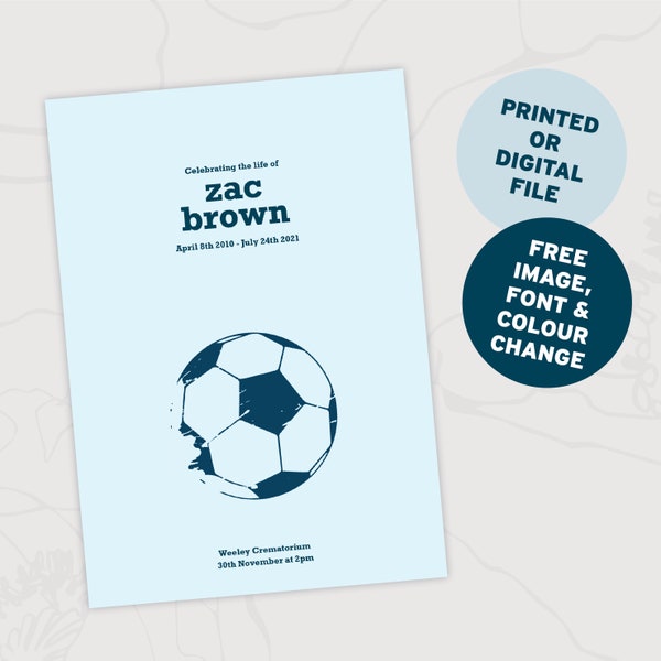 Football Funeral Program Template - Etsy
