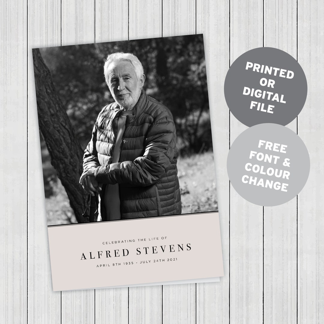 Large Full Size Photo Portrait Funeral Program / Order of Service ...