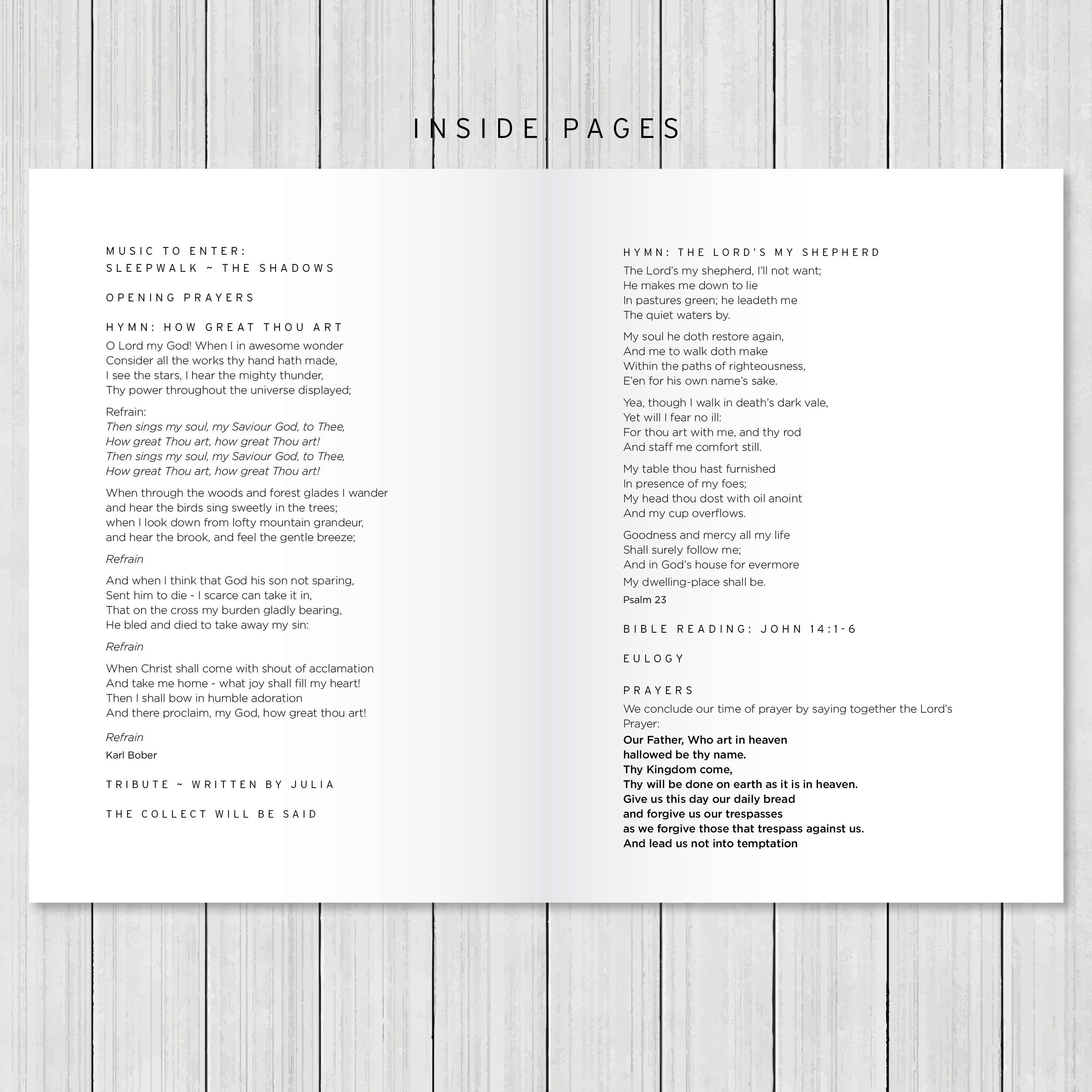 Funeral Order of Service/ Remembrance Service / Celebration of Life ...