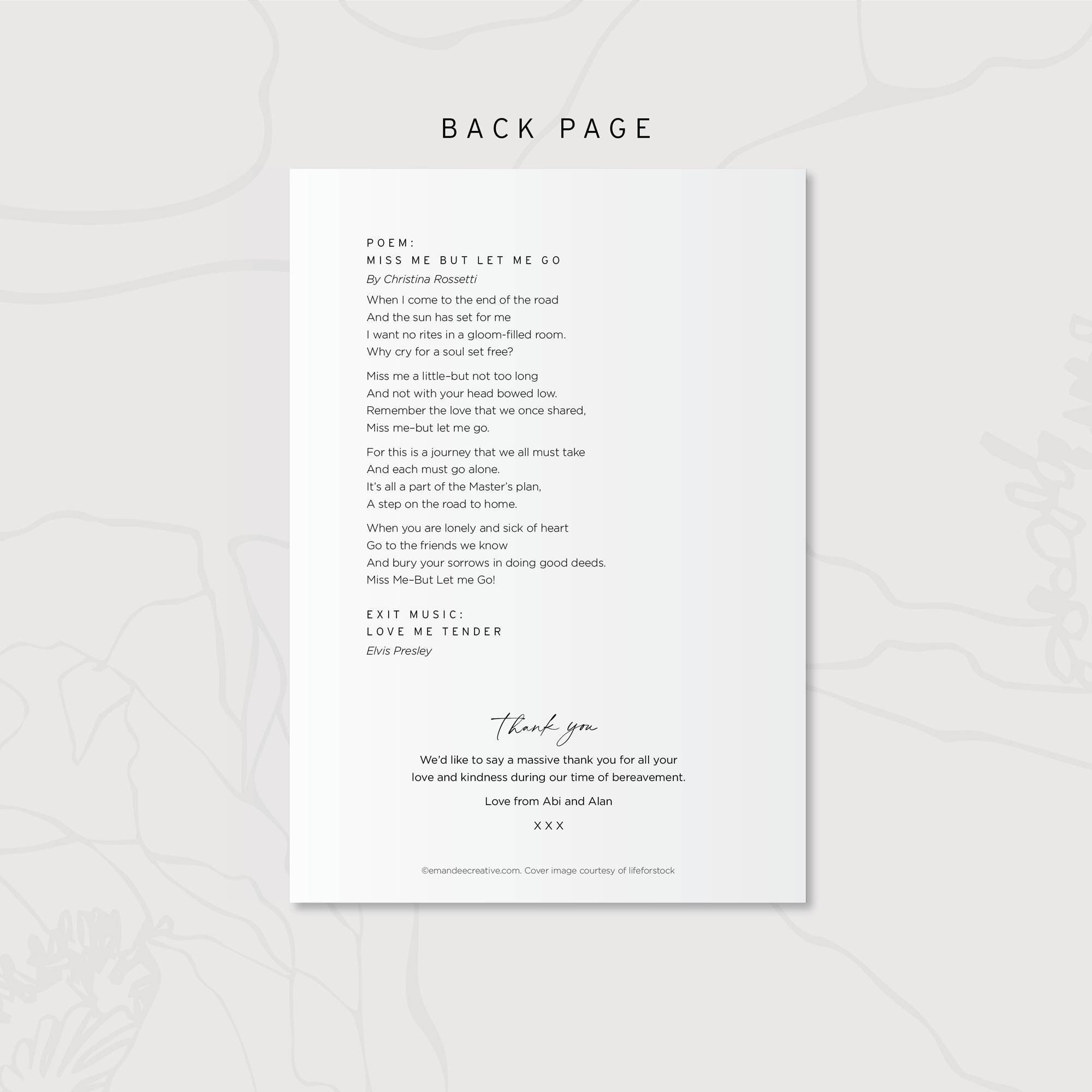 Funeral Program / Order of Service/ Remembrance Service / Celebration ...