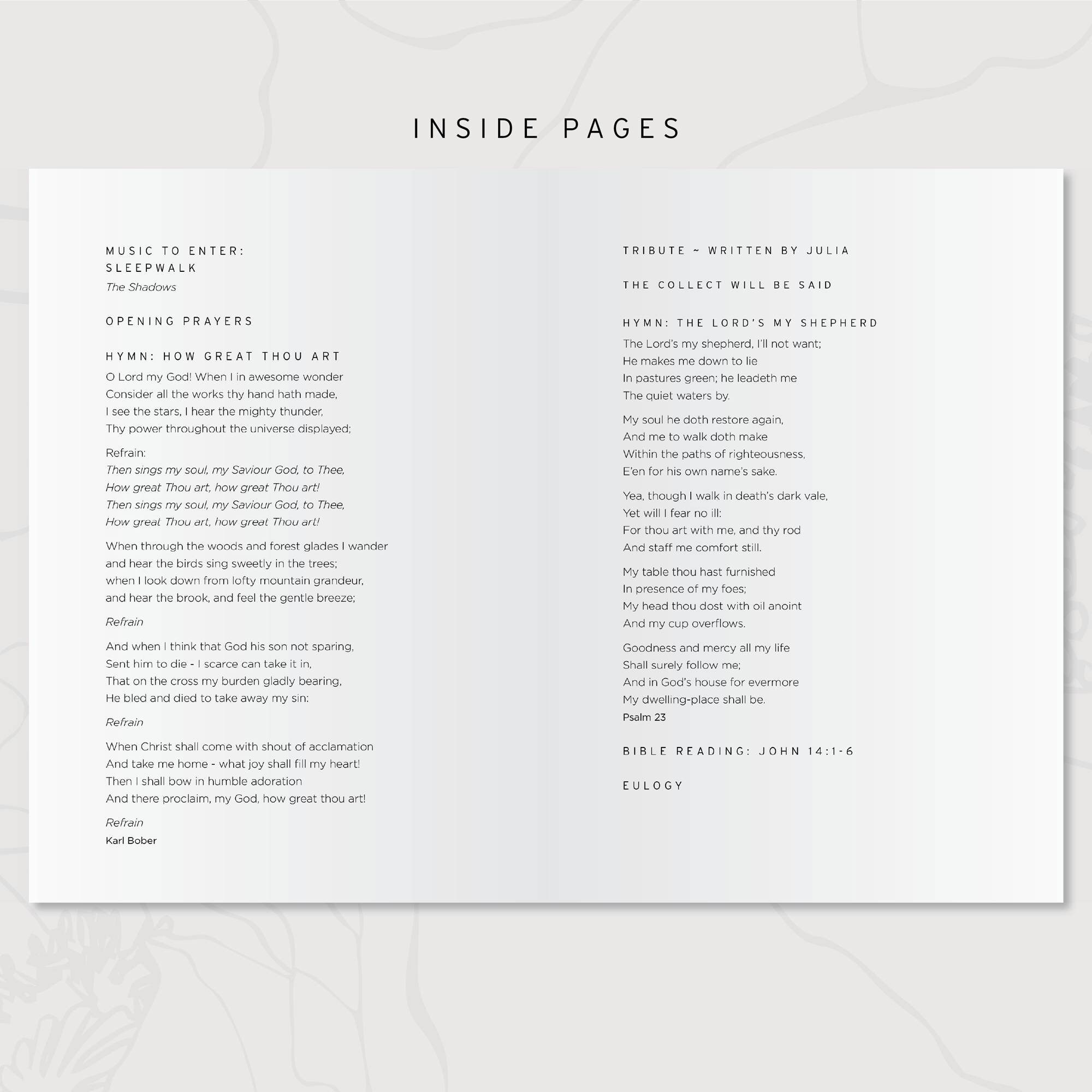 Funeral Program / Order of Service/ Remembrance Service / Celebration ...