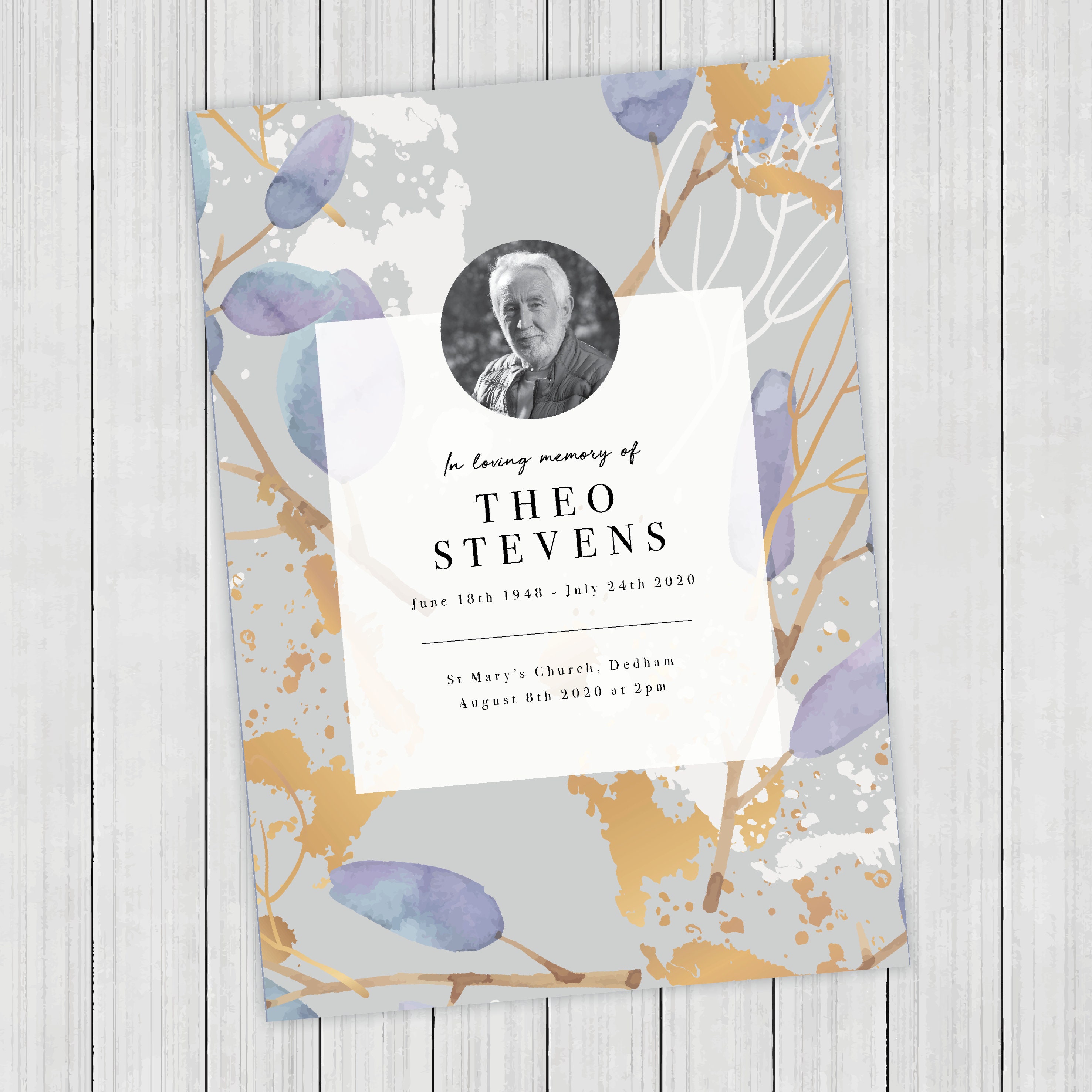 Funeral Order of Service / Memorial Program / Remembrance Service ...