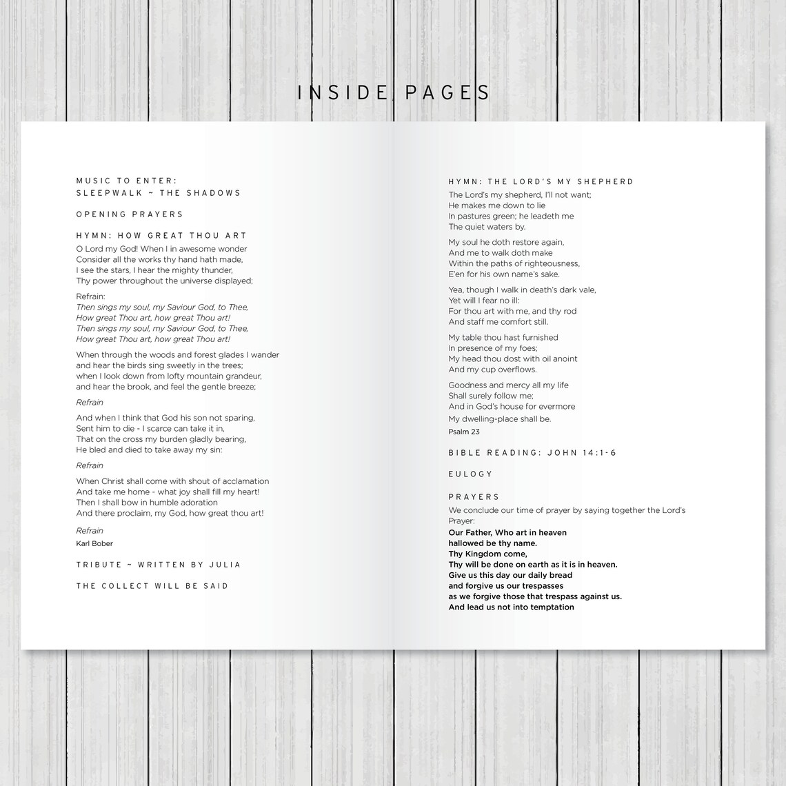 Funeral Program / Order of Service/ Remembrance Service / Celebration ...