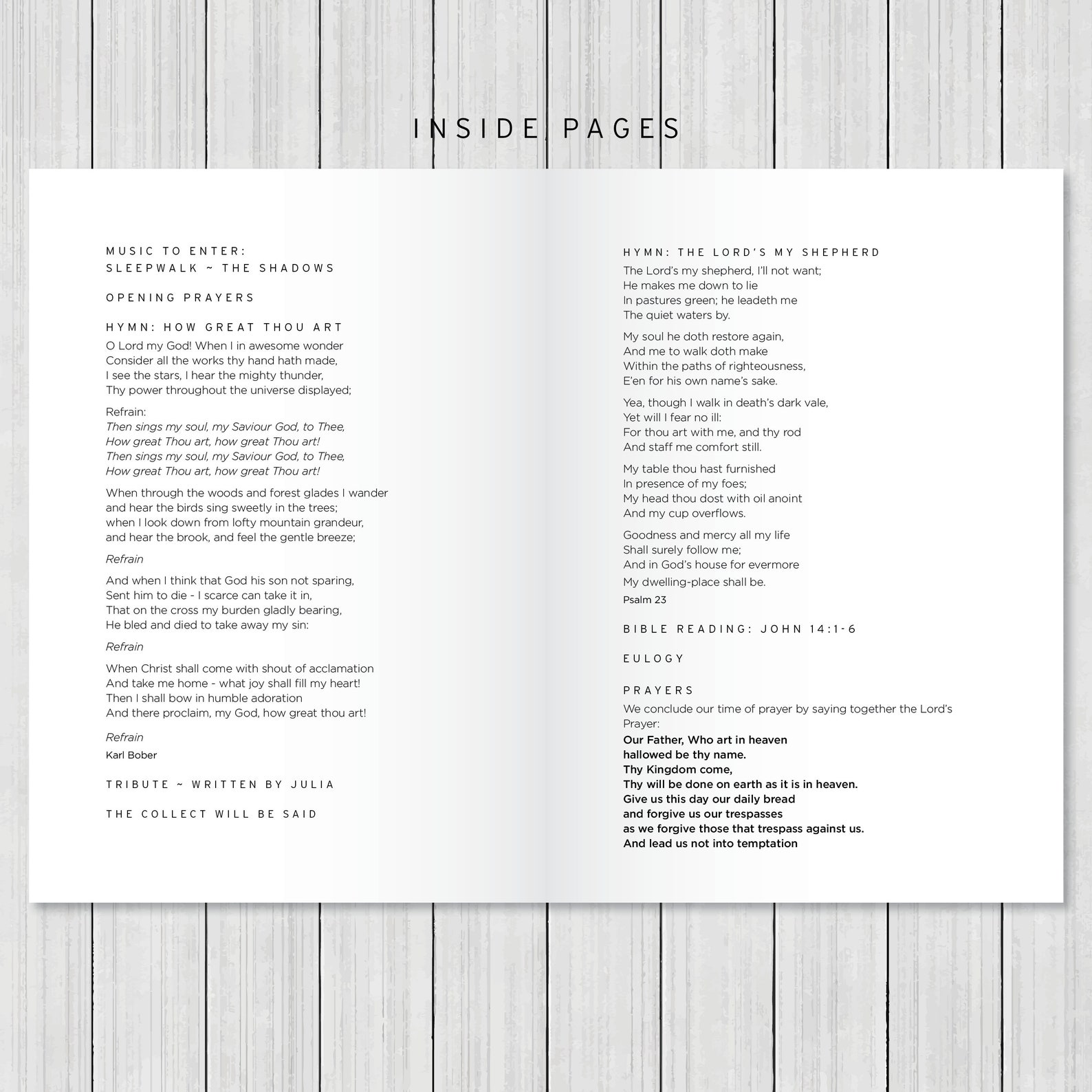 Funeral Program / Order of Service/ Remembrance Service / | Etsy