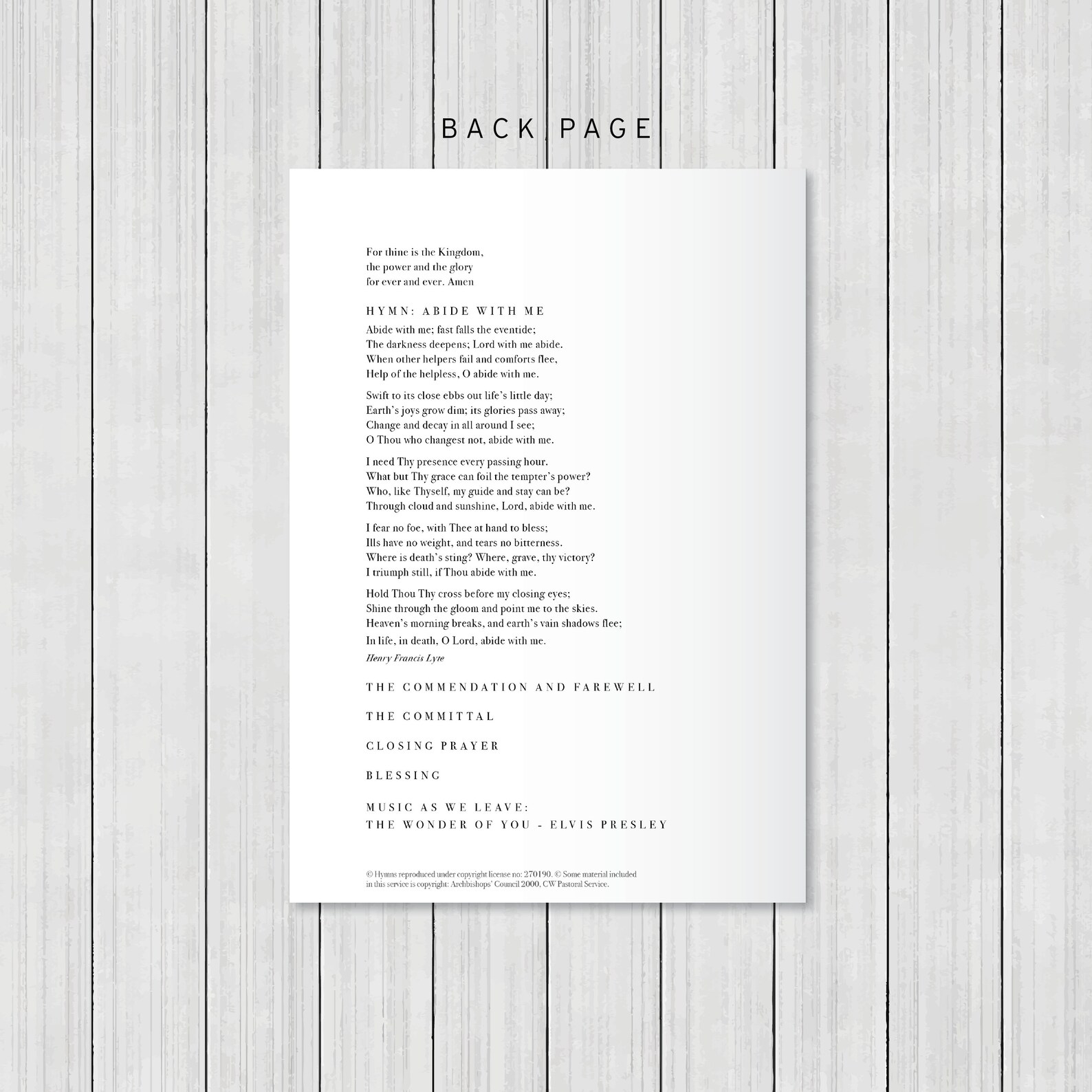 Funeral Order of Service / Memorial Program / Remembrance - Etsy